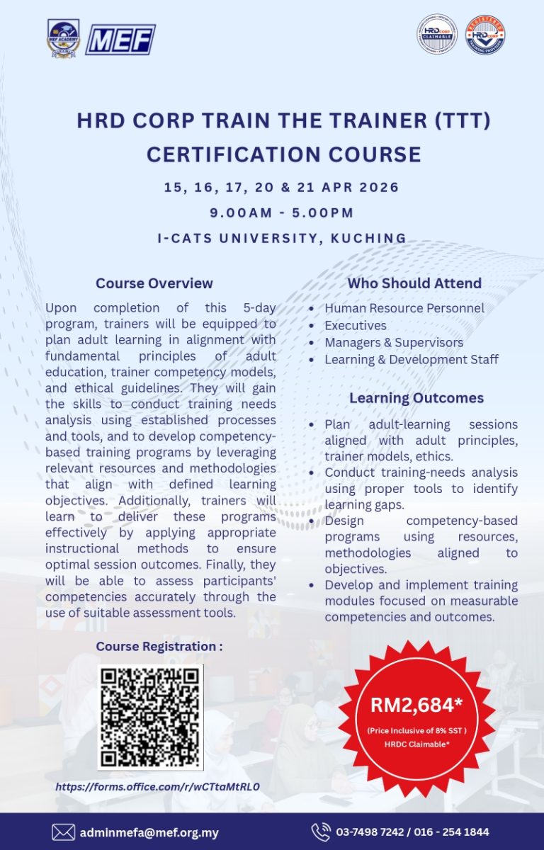 HRD Corp Train The Trainer (TTT) Certification Course (MEF Academy) - i ...
